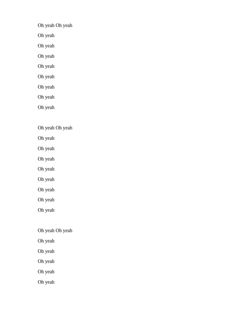 Oh Yeah Oh Yeah | PDF