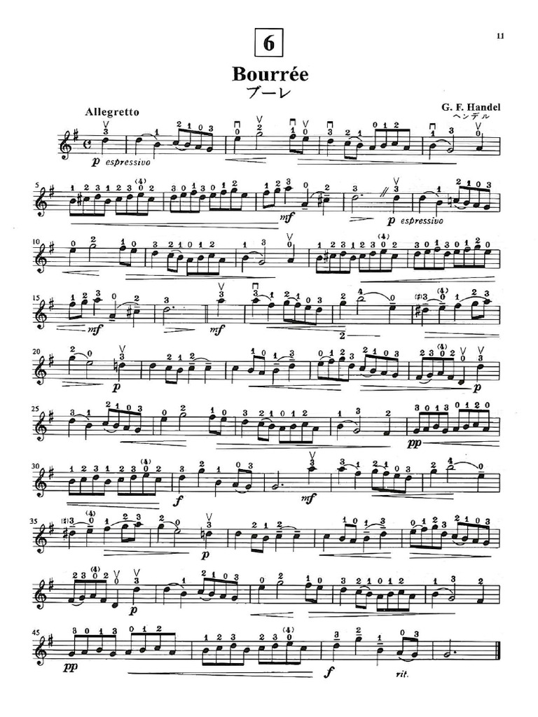 Bourreé Handel Violino 1 e 2 (Herickesar) | PDF
