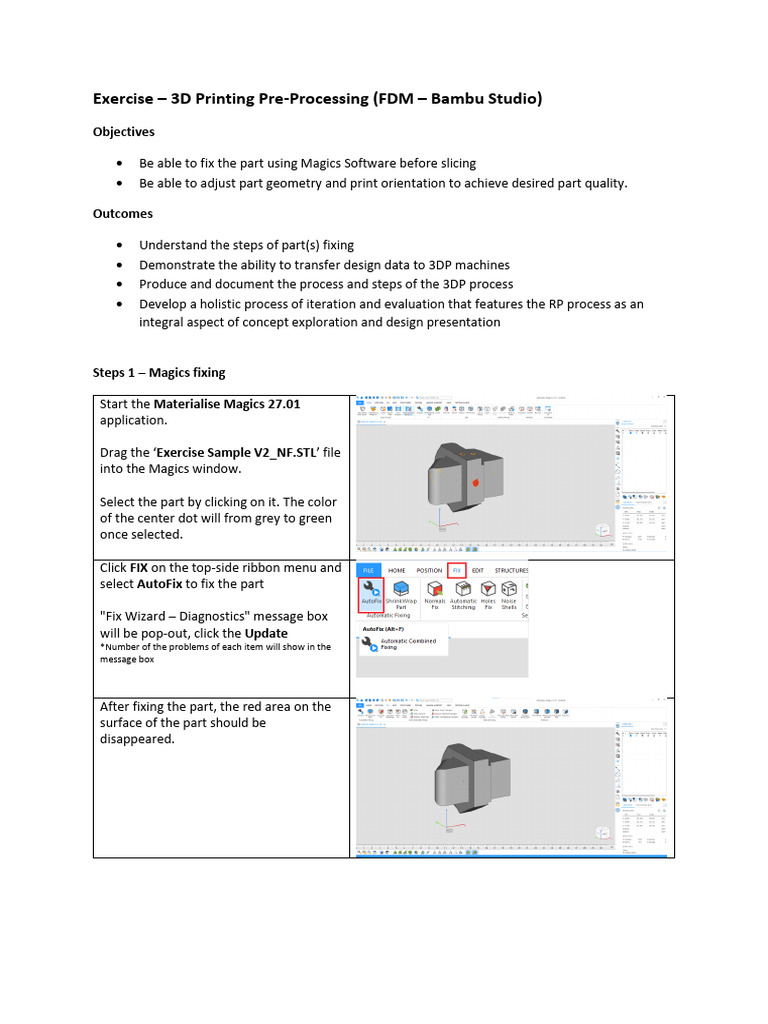 Exercise – 3D Printing Pre-Processing - Bambu V2 | PDF | 3 D Printing ...