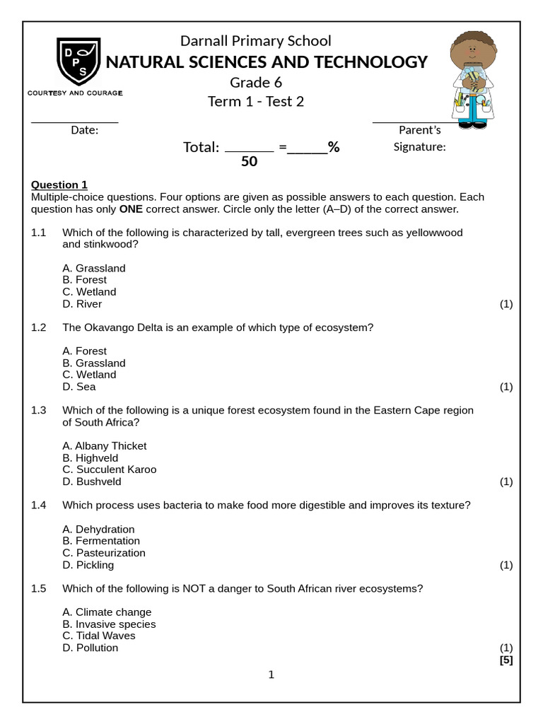 Grade 6 Ecosystem Test Questions | PDF | Ecosystem | Coast