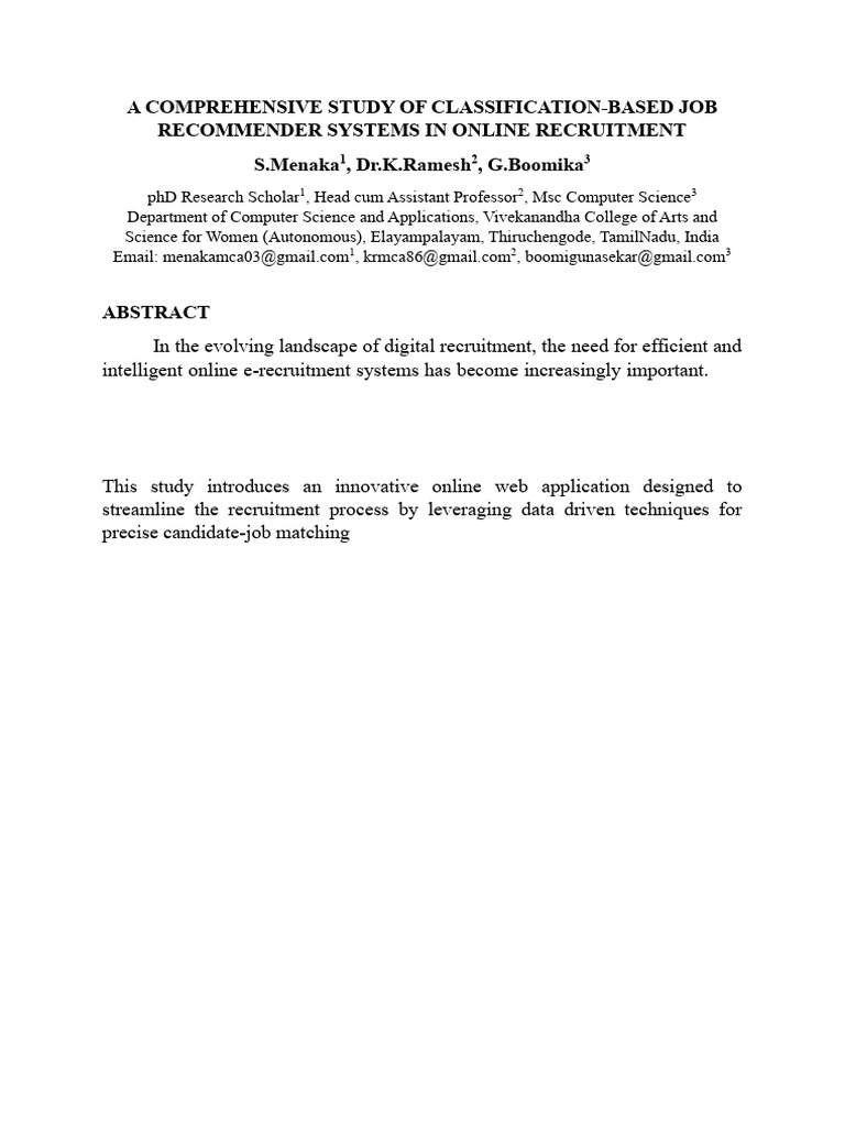 Job Recommender System-Journal | PDF | Recruitment | Machine Learning