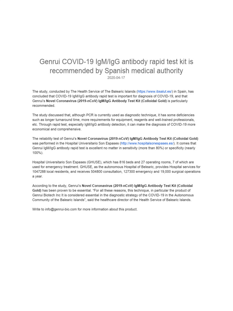 Confiabilidad Kit Test Genrui PDF | PDF