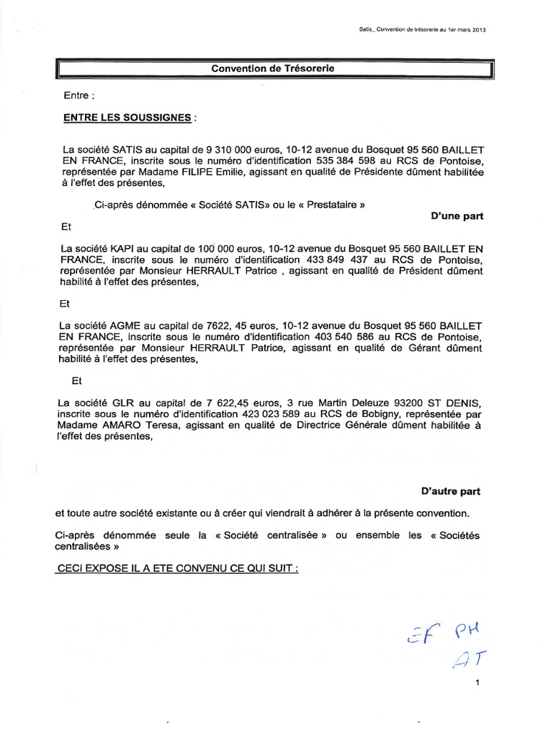 Convention de Tresorerie - 2013 Satis(Kapi Glr) | PDF
