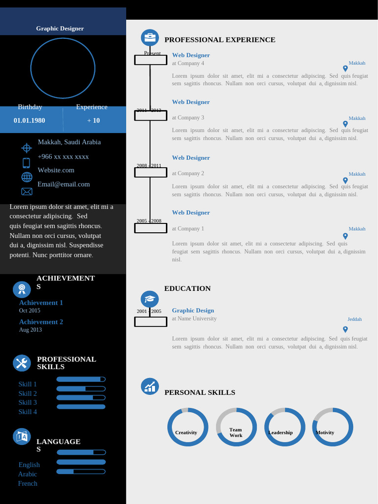 Graphic Designer CV Template Saudi Arabia | PDF