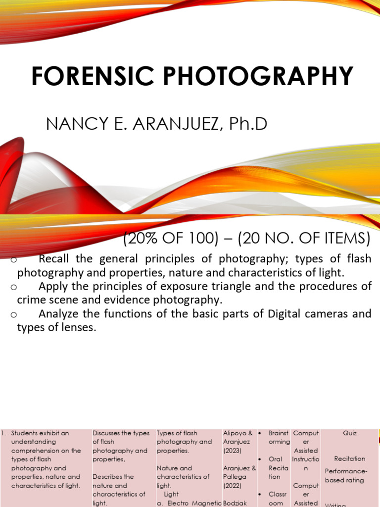 REVISED-TOS-FORENSIC-PHOTOGRAPHY | PDF | Camera Lens | Camera