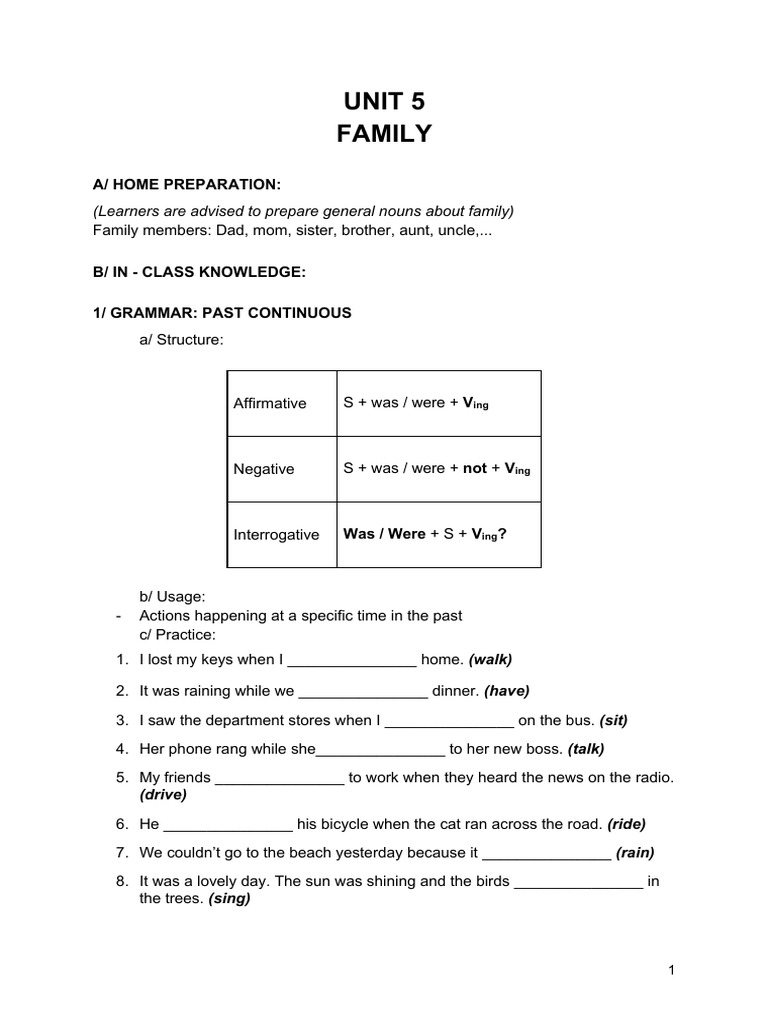 Family Vocabulary and Grammar Guide | PDF | Grandparent | Linguistics