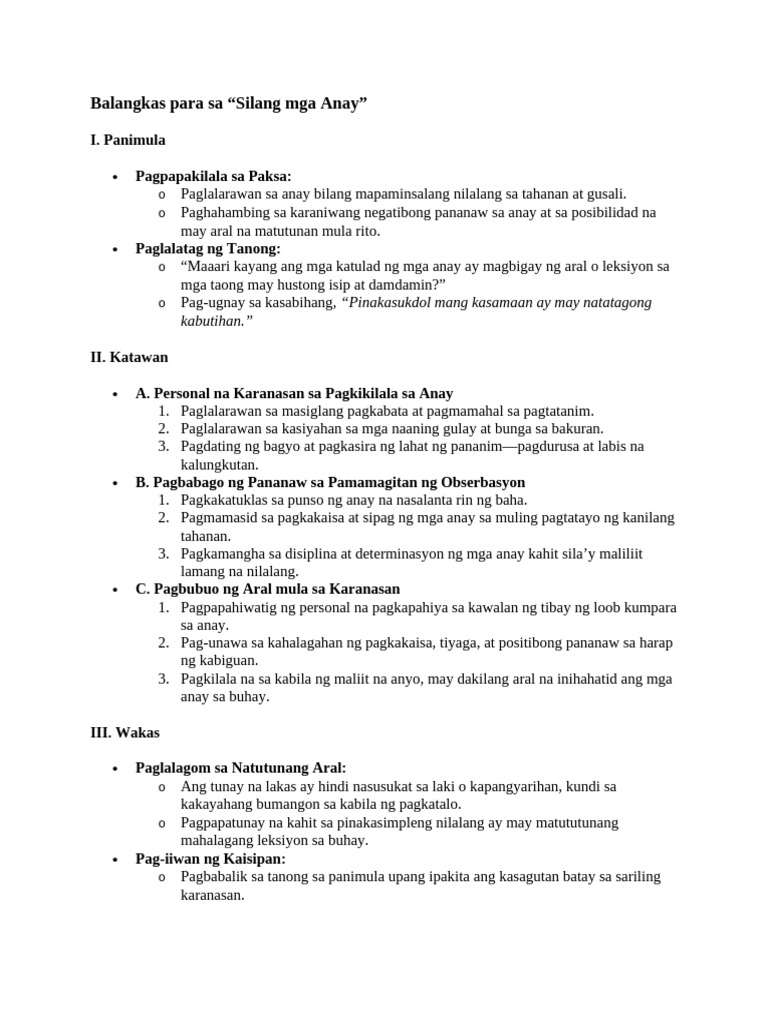 Balangkas para Sa Sanaysay | PDF