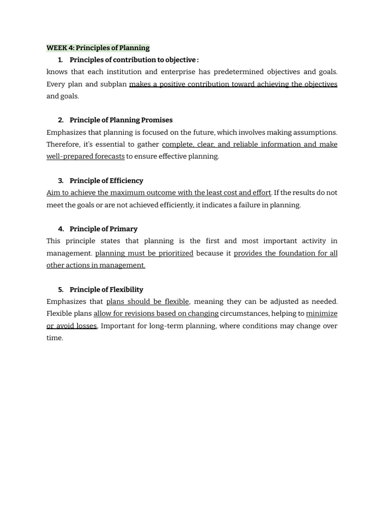 Key Principles of Effective Planning | PDF