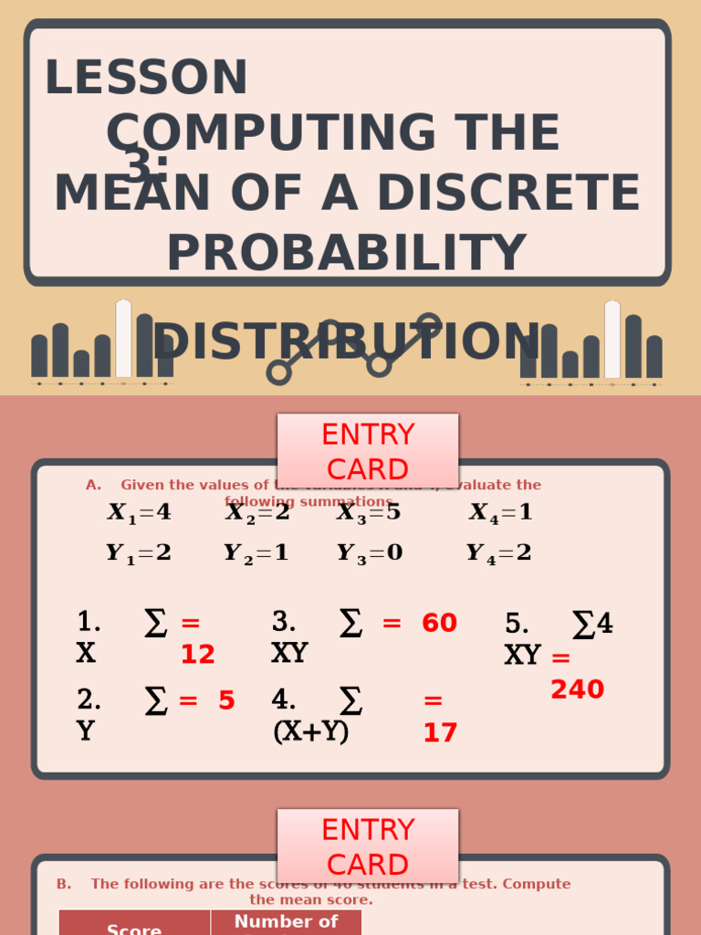 Lesson 3. Computing The Mean of A Discrete Probability Distribution ...