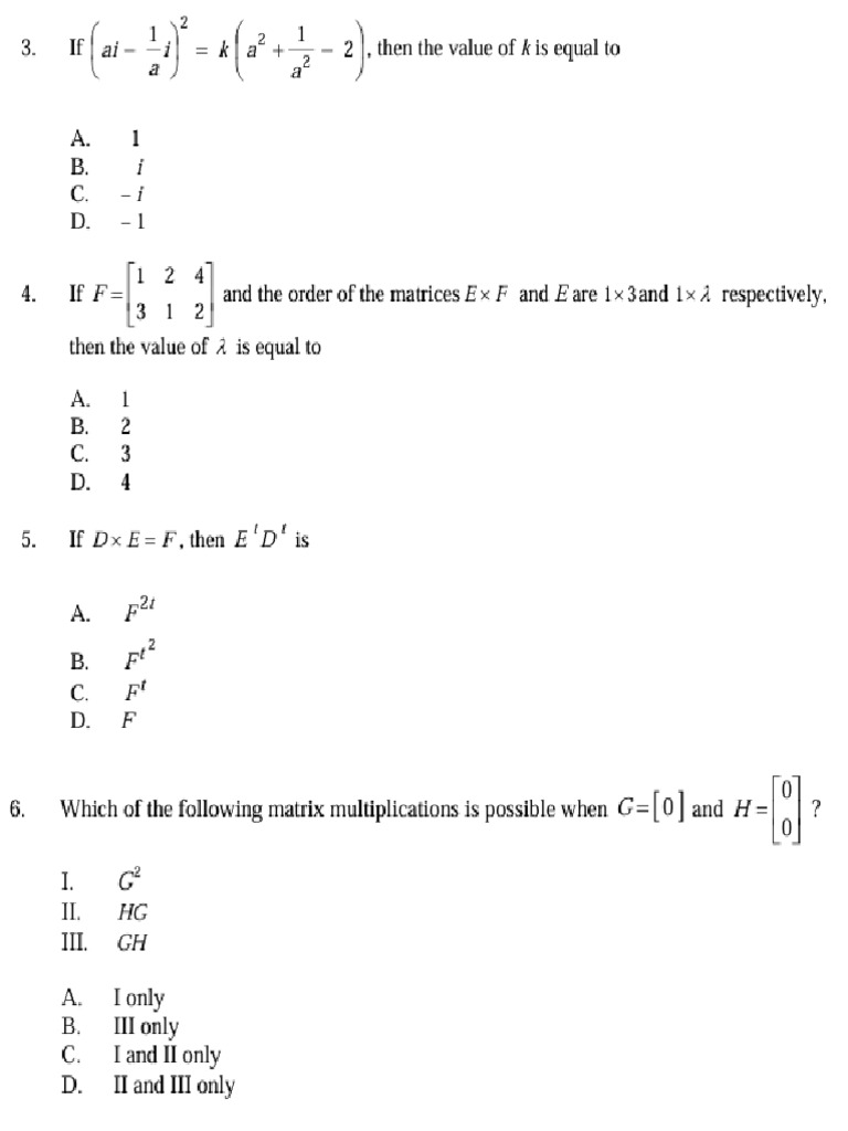 Mathematics Matrices | PDF