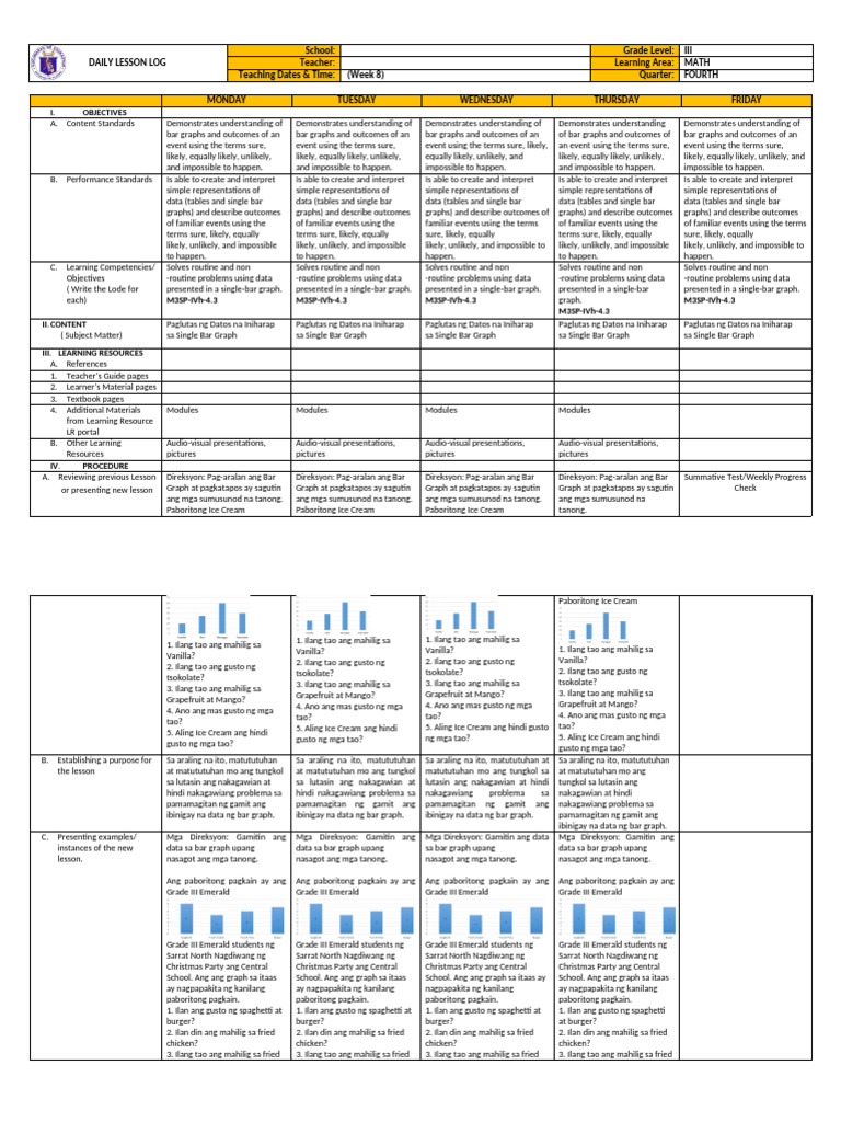 Q4 - Math - DLL - Week 8 | PDF