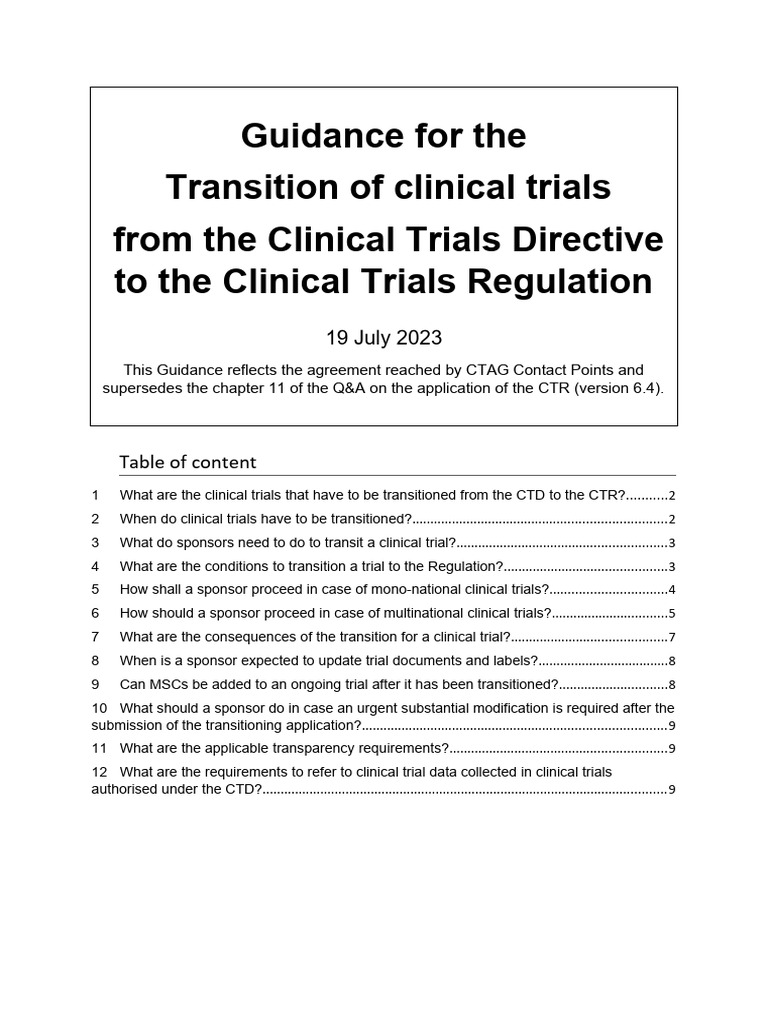 Clinical Trial Transition Guide | PDF | Clinical Trial | Institutional ...