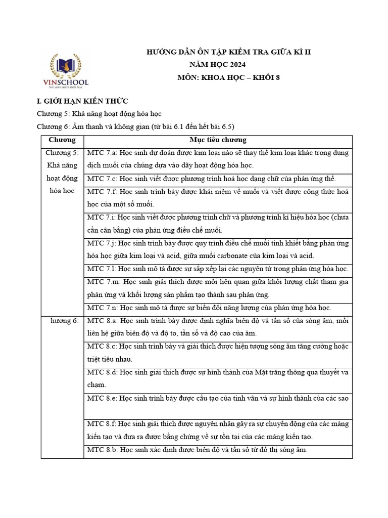 KH8 - Huong Dan On Tap - GK2 | PDF
