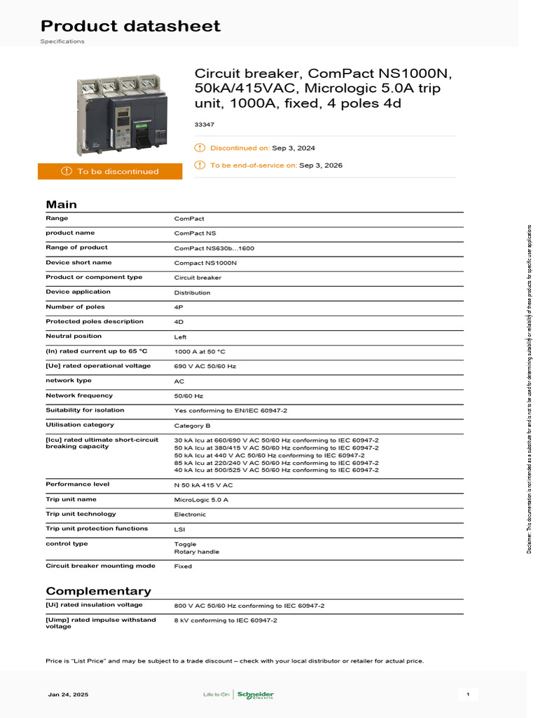 Schneider Electric Compact-NS-630A 33347 | PDF | Alternating Current ...