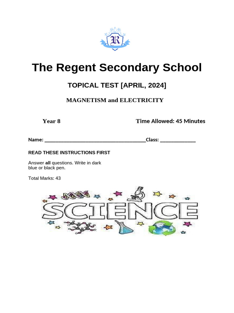 Year 8 Physics Term 3 Test and Mark Scheme - CIK | PDF