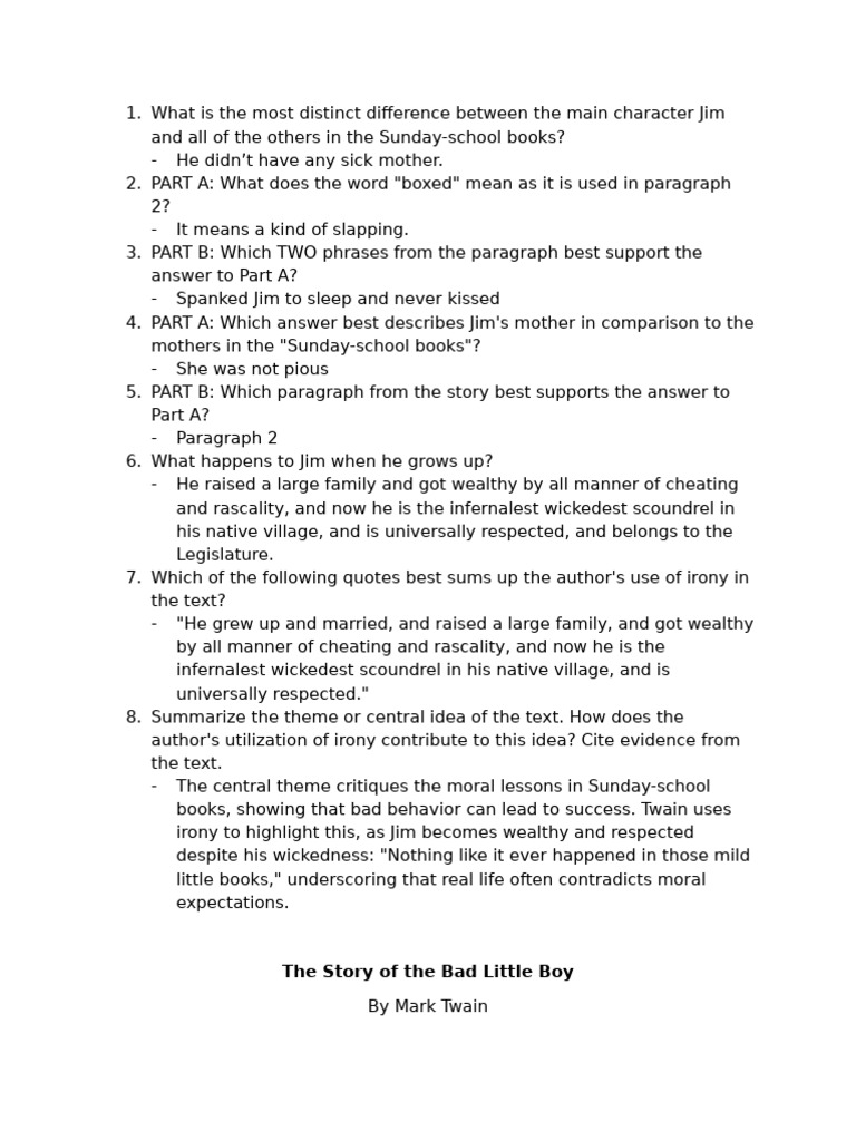 The Story of The Bad Little Boy | PDF | Mark Twain