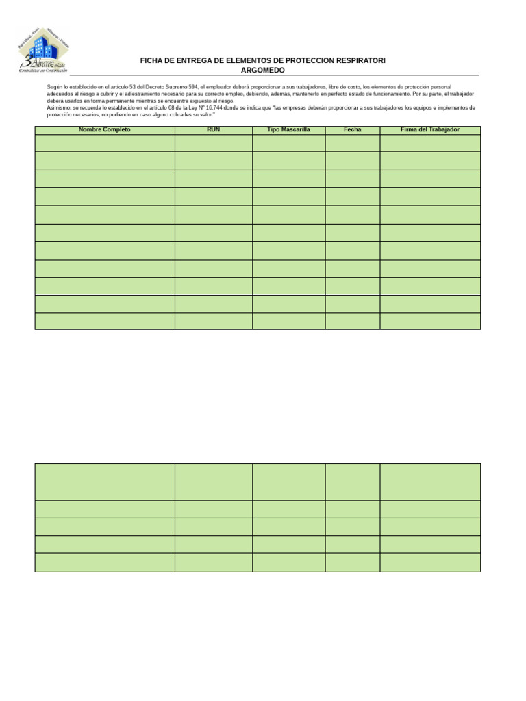 ficha entrega de epp respiratorio | PDF