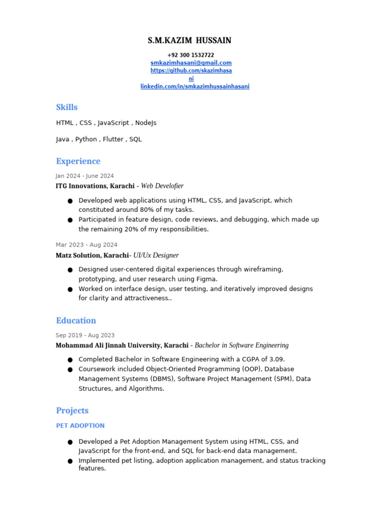 Kazim's Resume | PDF