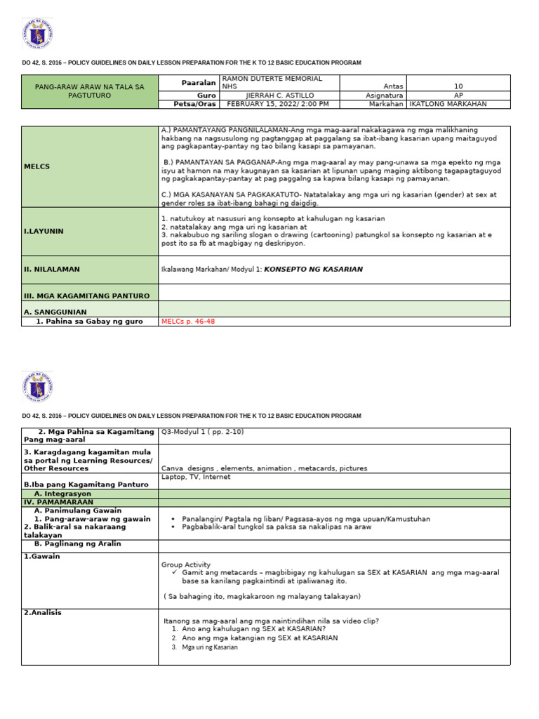Cot 2-Lesson Plan - Astillo-2022-2023 | PDF