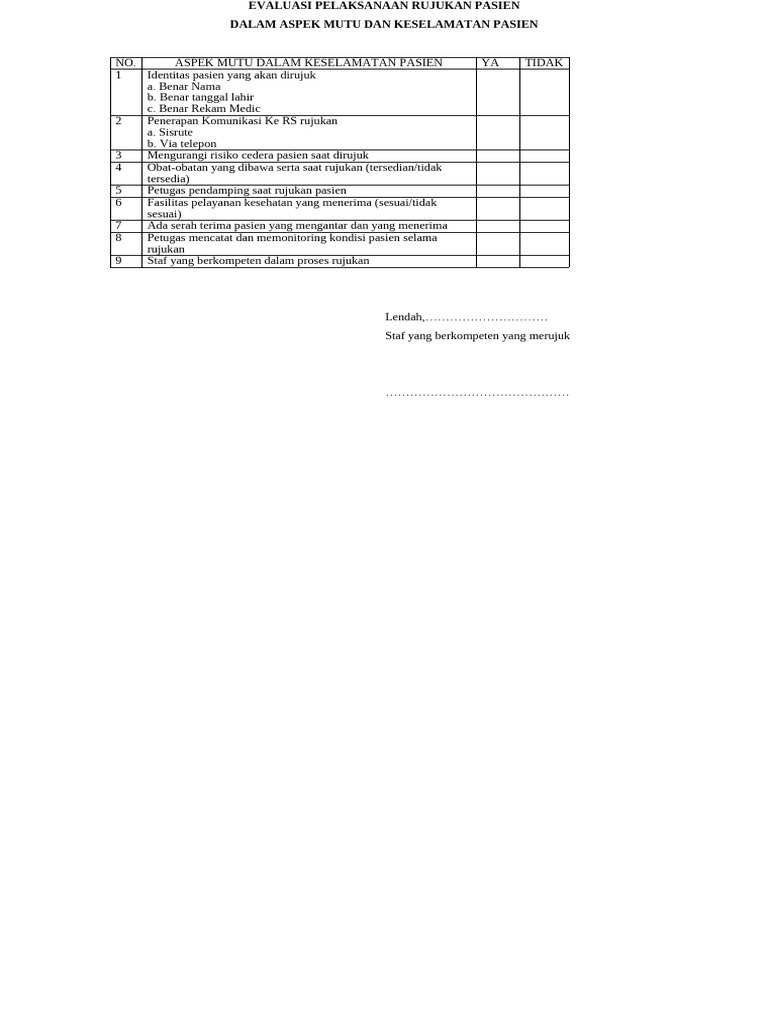 Evaluasi Pelaksanaan Rujukan Pasien | PDF