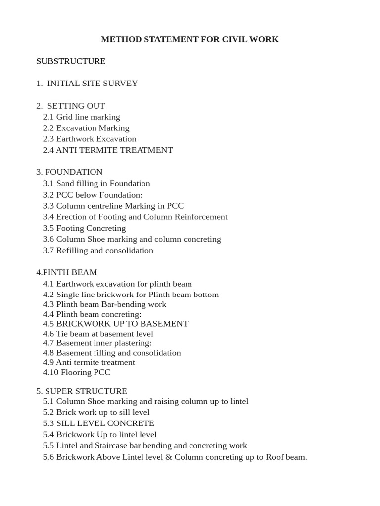 Sequence List For Method Statement | PDF