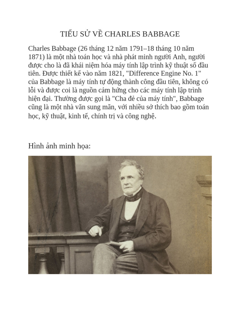 TIỂU SỬ VỀ CHARLES BABBAGE | PDF