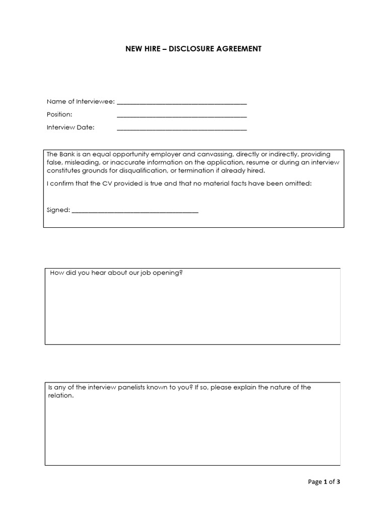 NEW HIRE DISCLOSURE FORM | PDF | Justice | Crime & Violence