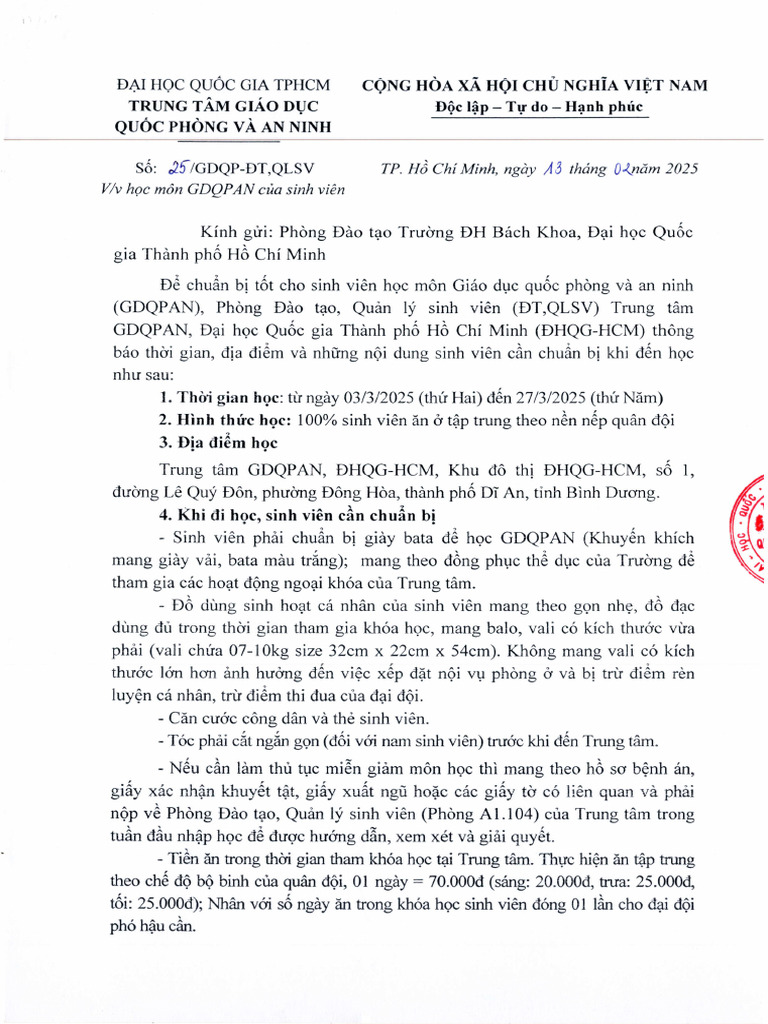 Thông Báo ĐH BK K446 | PDF