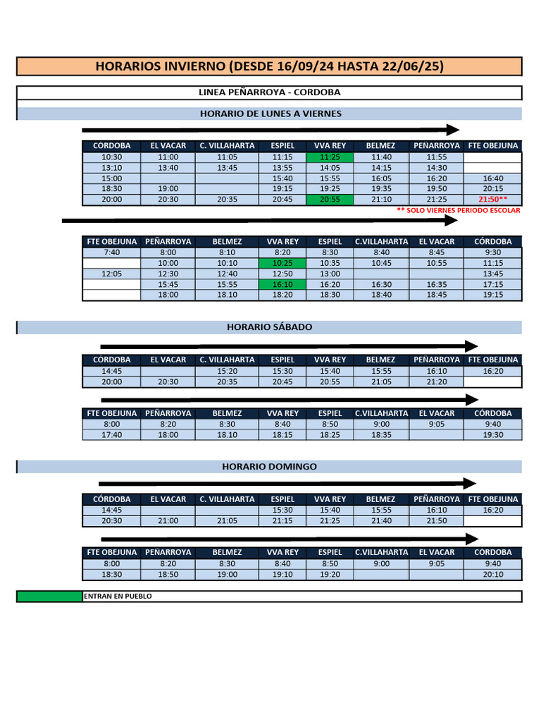 Horarios de Autobuses Córdoba 2024 | PDF