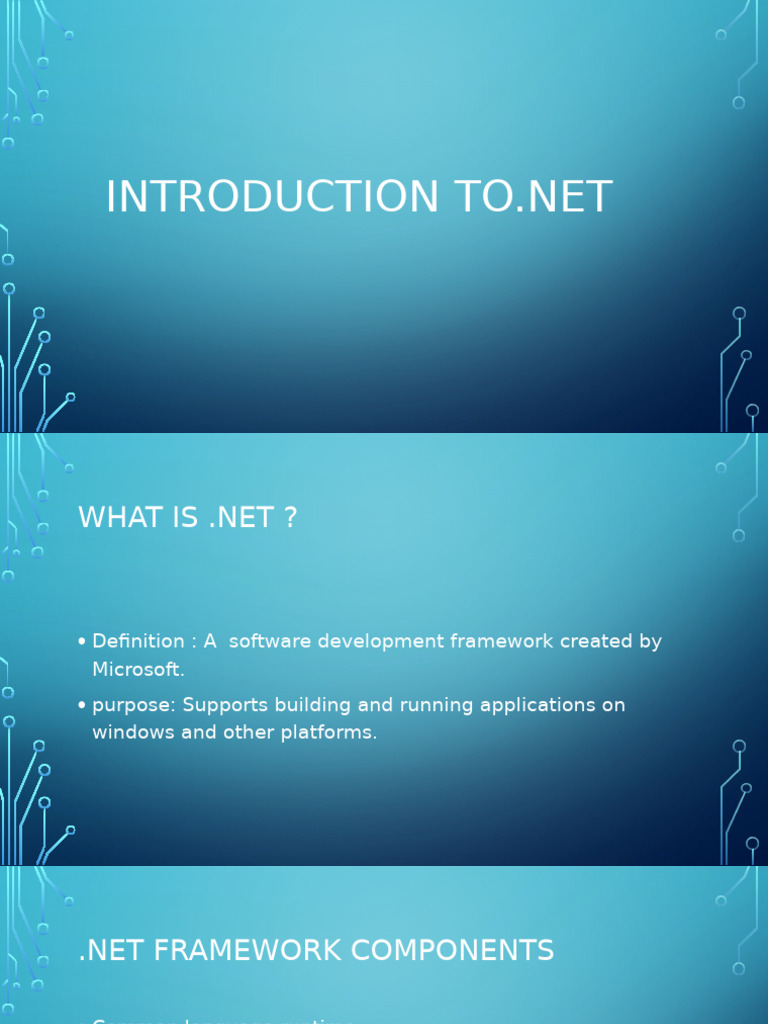 Introduction to .Net | PDF