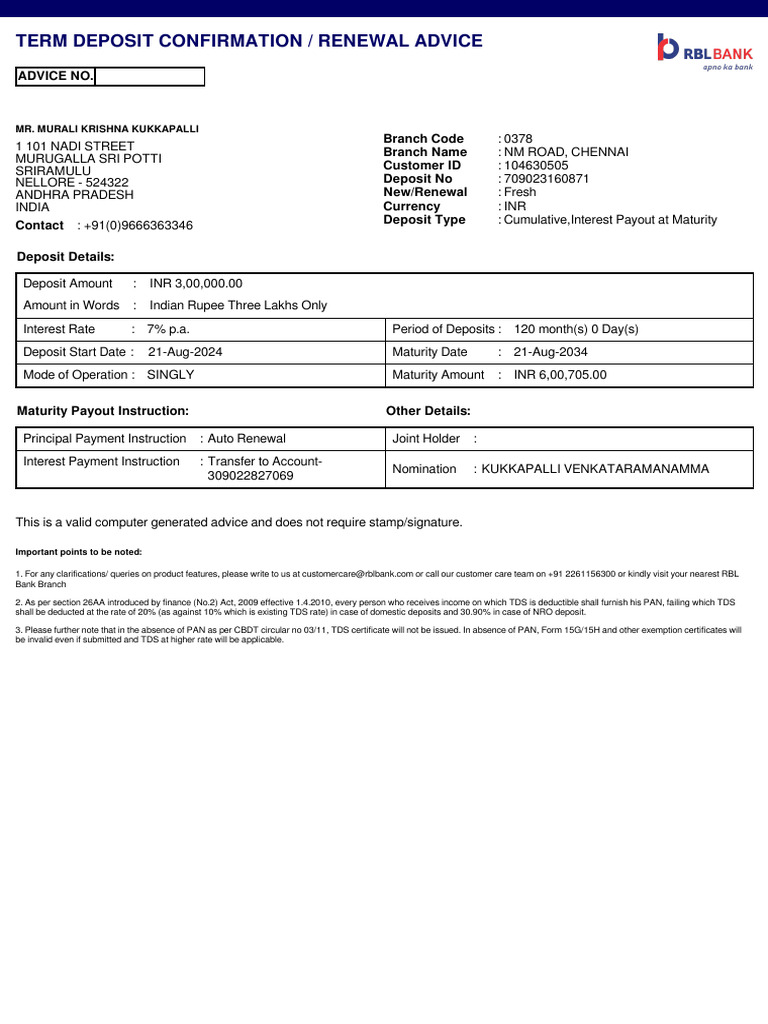 FD Certificate | PDF | Interest | Taxes
