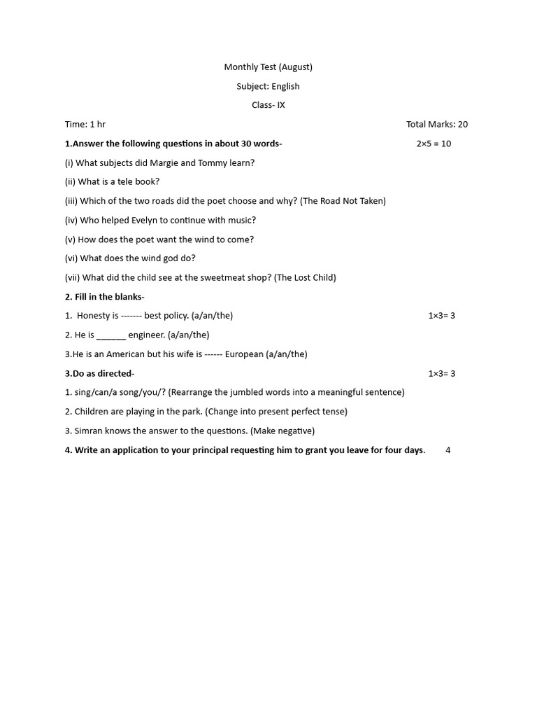 9th - Eng. August | PDF