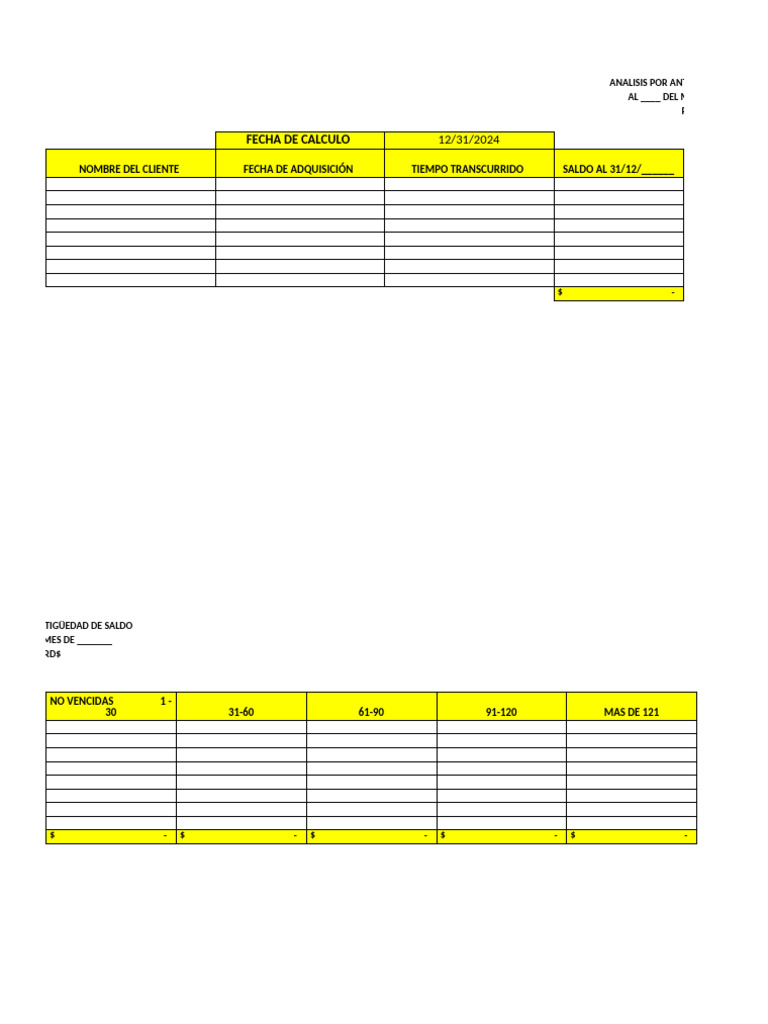 PLANILLAS DE REGISTROS DE CXC Y CXP For | PDF
