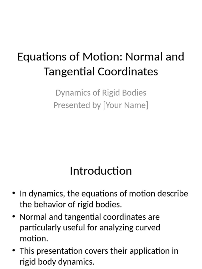 Equations of Motion | PDF