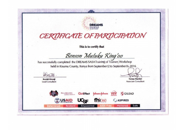Benson Certificate | PDF