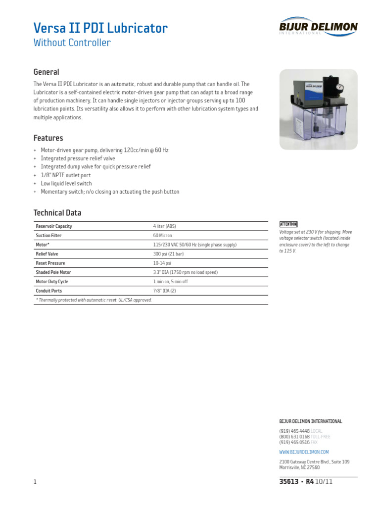 Versa-II-PDI_DS-R4_Kluge | PDF | Switch | Pump