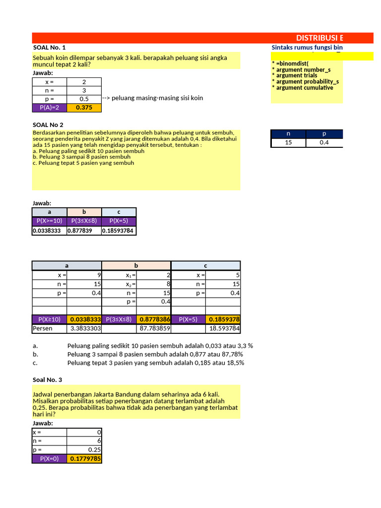 Binomial Menggunakan Excel | PDF