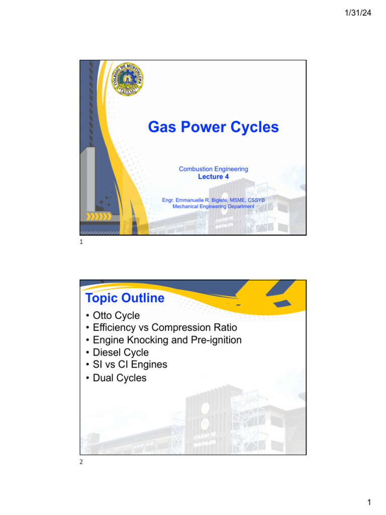 L4 - Gas Power Cycles | PDF | Diesel Engine | Engines