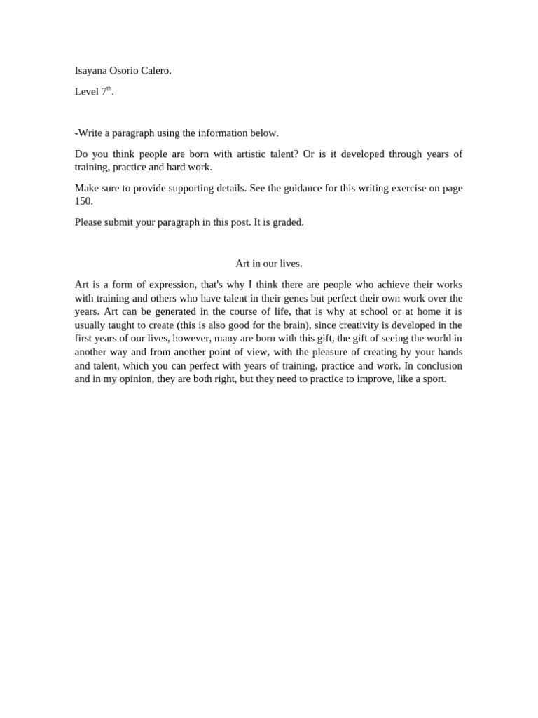 Write A Paragraph Using The Information Below | PDF