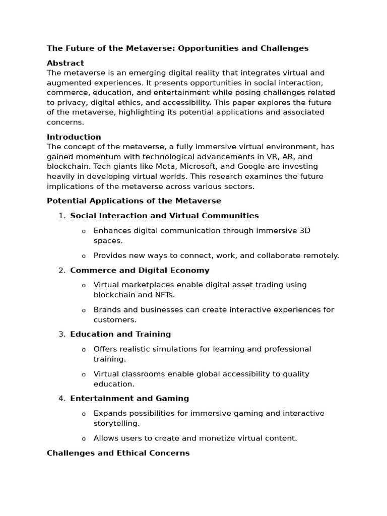 The Future of The Metaverse | PDF | Virtual Reality | Augmented Reality