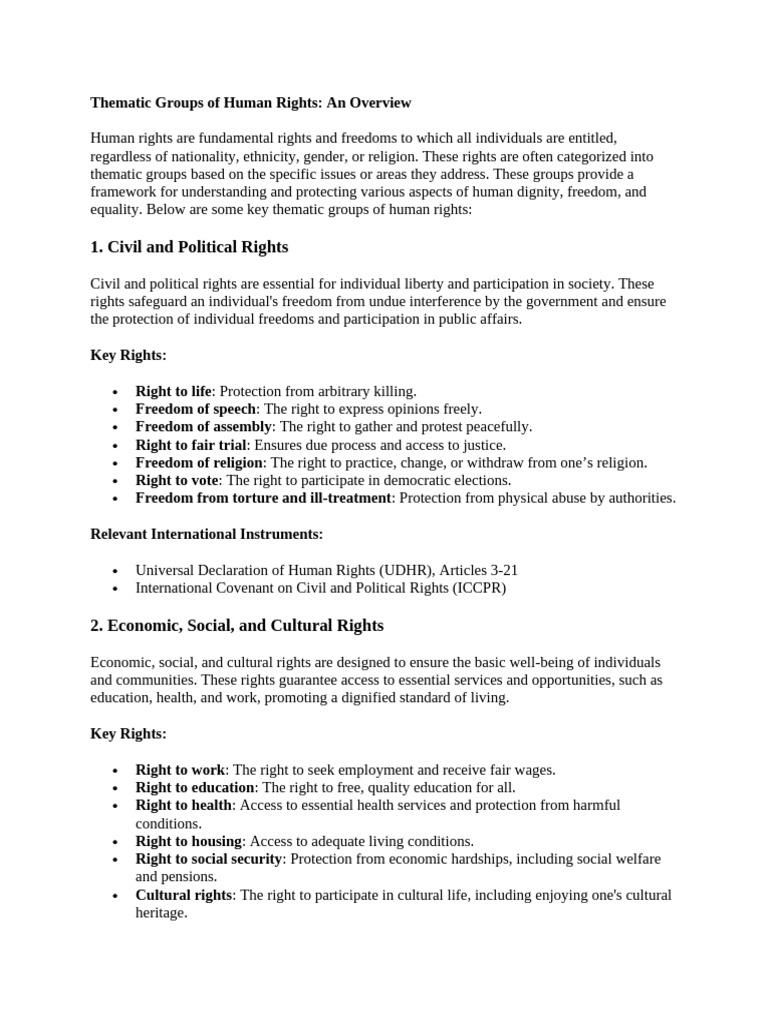 Overview of Human Rights Themes | PDF | Human Rights | Refugee