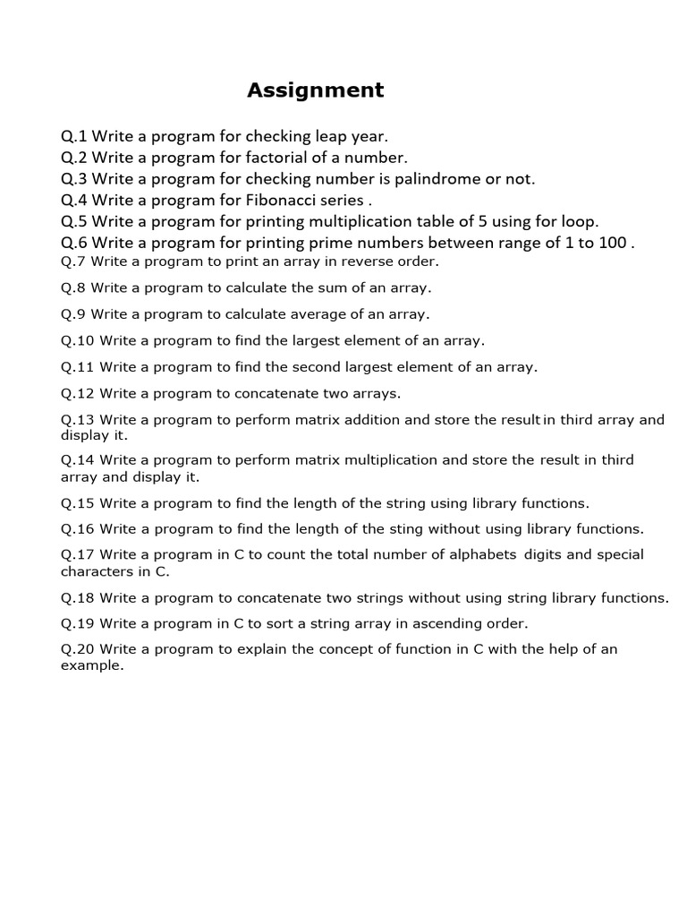 C Programming Assignment Solutions | PDF