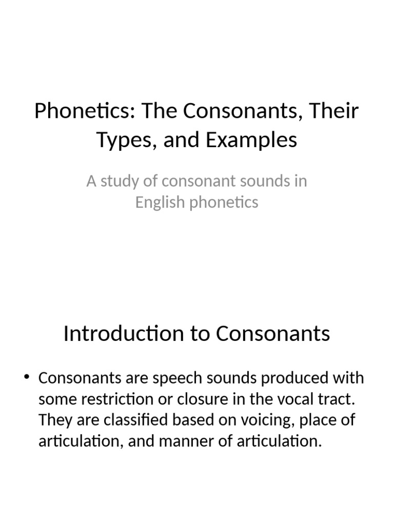 Phonetics Consonants | PDF