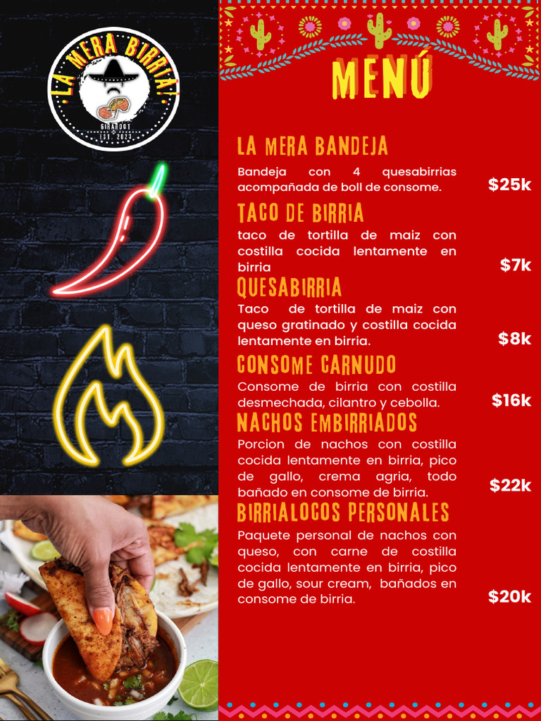 Menú de La Mera Birria Orizabeña | PDF