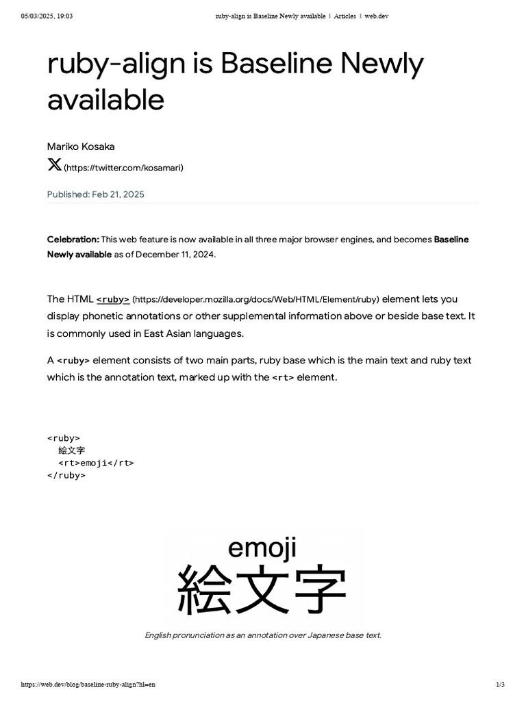 ruby-align is Baseline Newly available _ Articles _ web.dev | PDF | Computing | Computer Programming