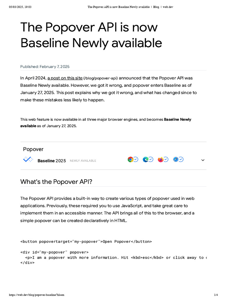 The Popover API Is Now Baseline Newly Available - Blog - Web - Dev | PDF | Computing | World ...