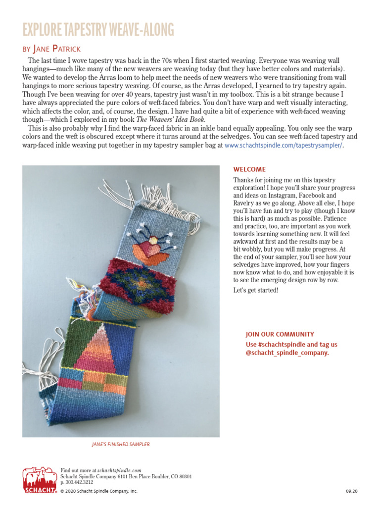Tapestry Weave-Along with Jane Patrick | PDF | Loom | Weaving