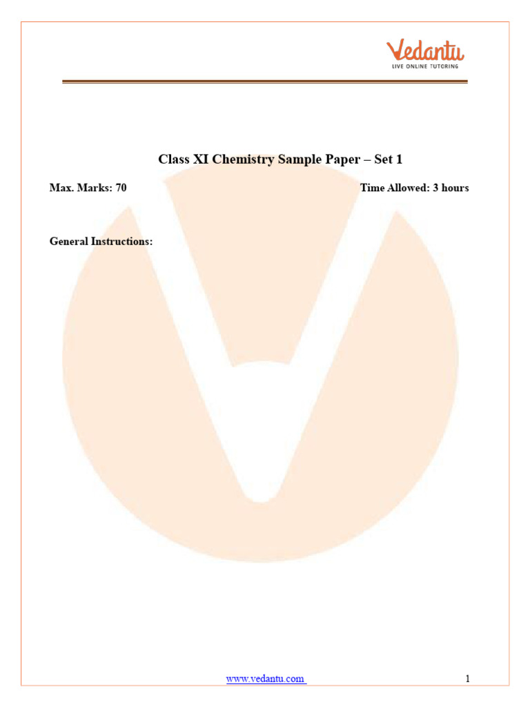 Class XI Chemistry Sample Paper Set 1 | PDF | Chemical Bond | Molecular ...