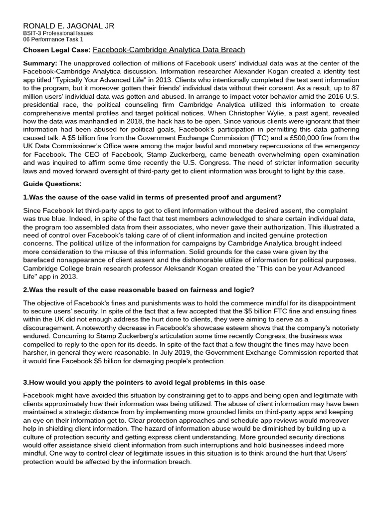 06 Performance Task 1-JAGONAL | PDF | Facebook