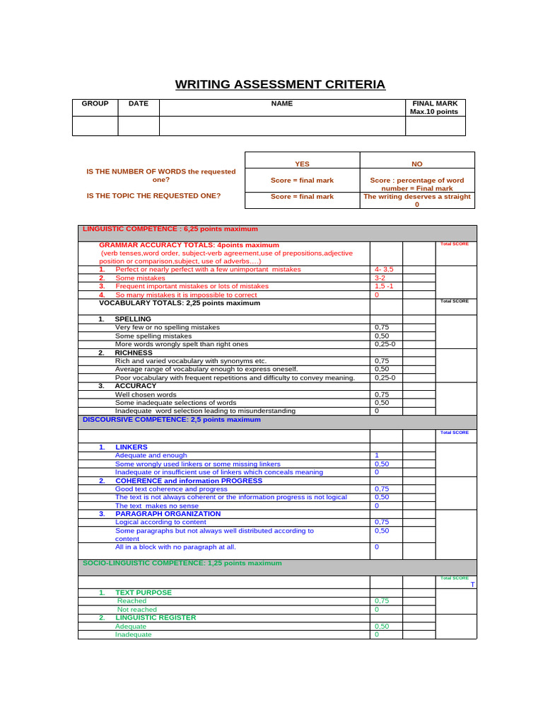 Writing Assessment Criteria 2020-21 | PDF | Vocabulary | Verb